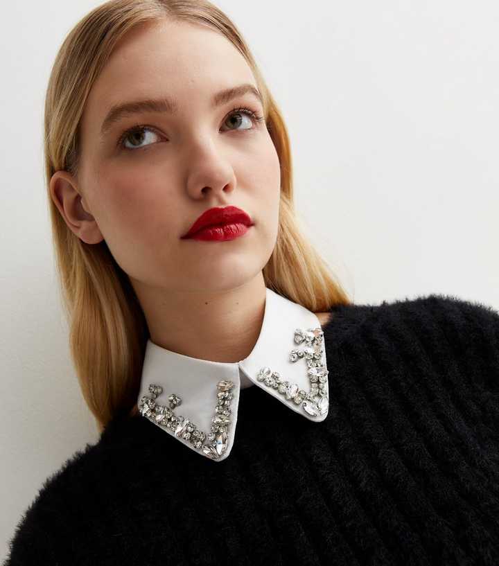 White Gem Embellished Collar | New Look