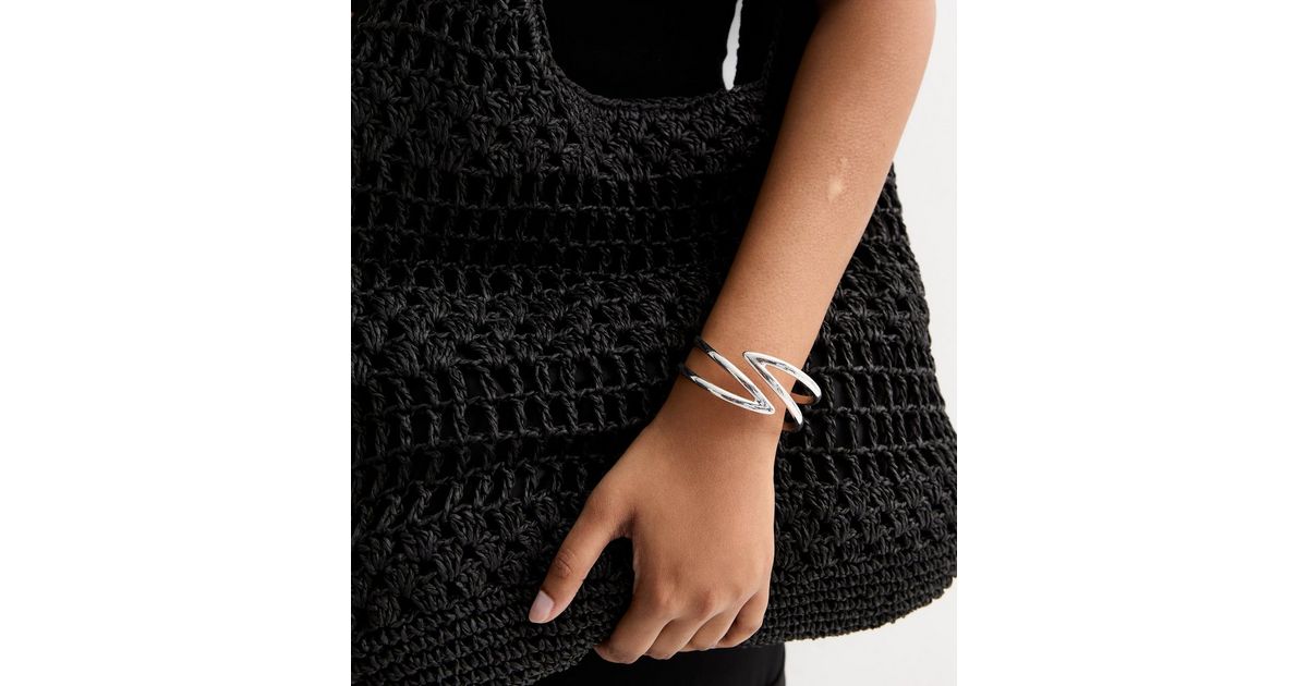 Silver Cut Out Hinge Cuff Bracelet | New Look