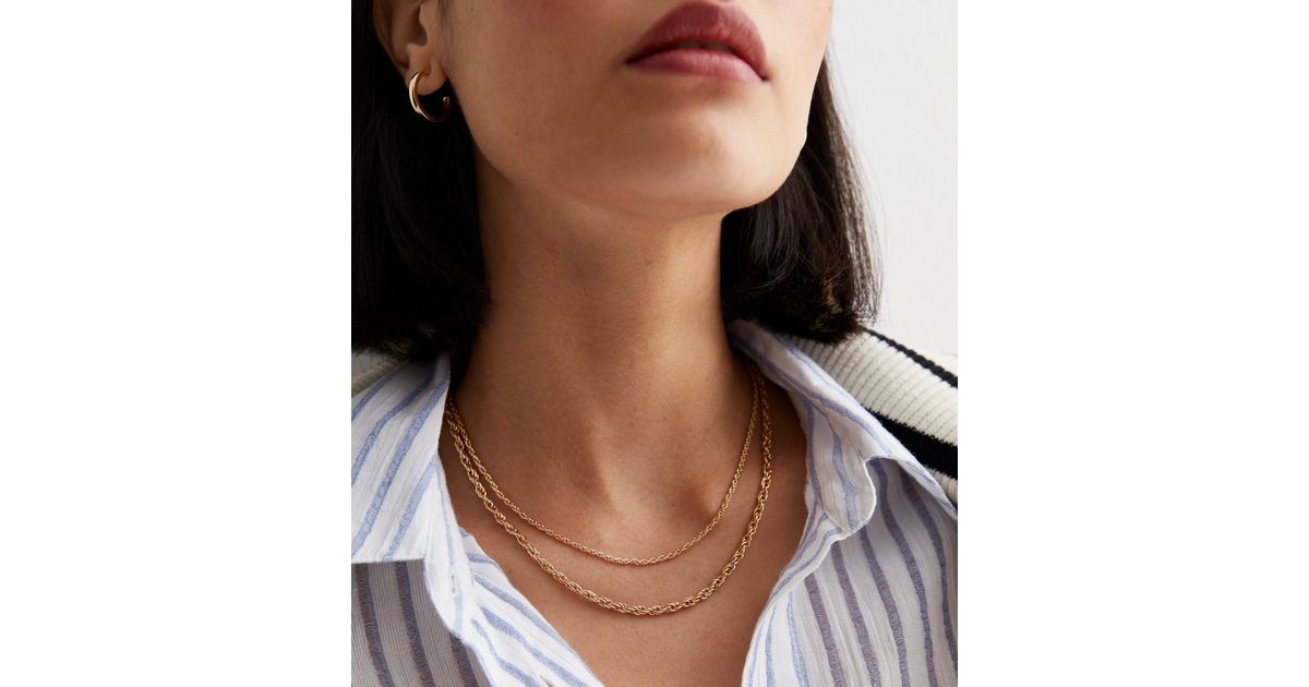 Gold Layered Rope Chain Necklace | New Look