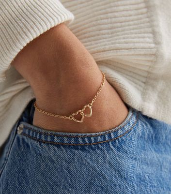 Gold heart bracelet store