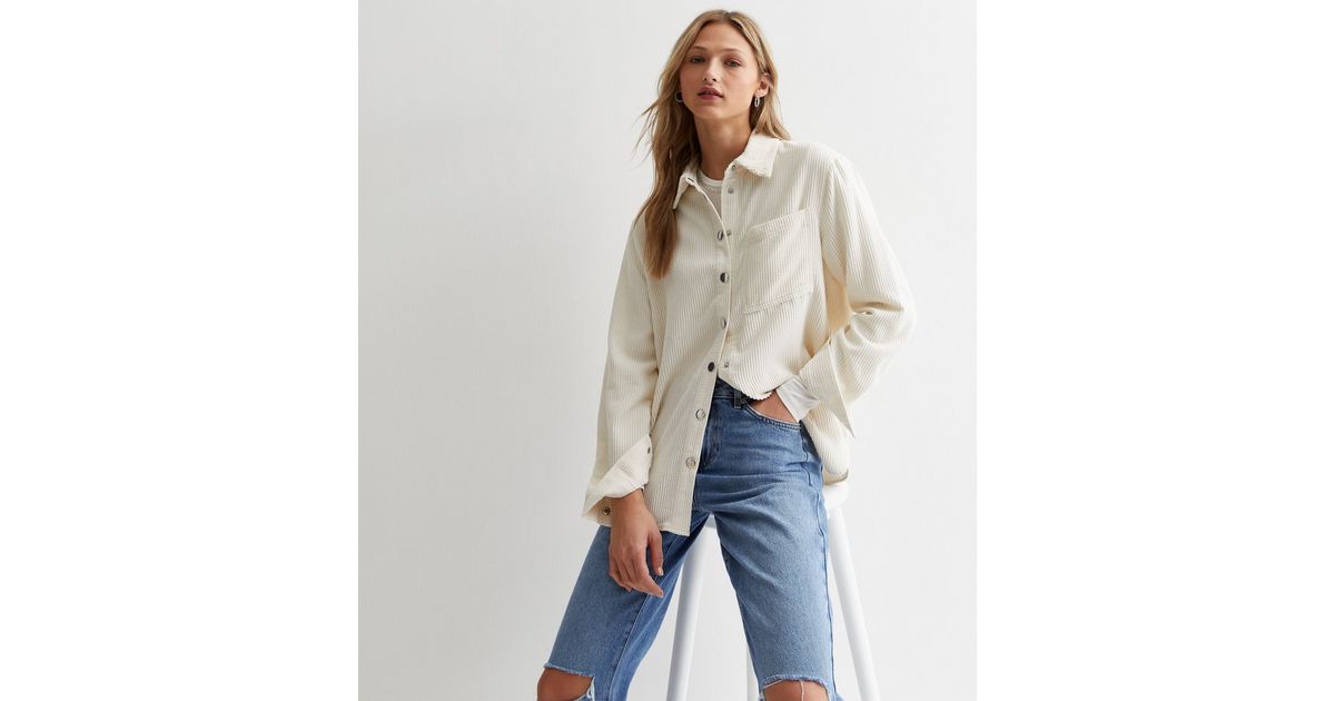 Cream Cord Pocket Front Shirt | New Look