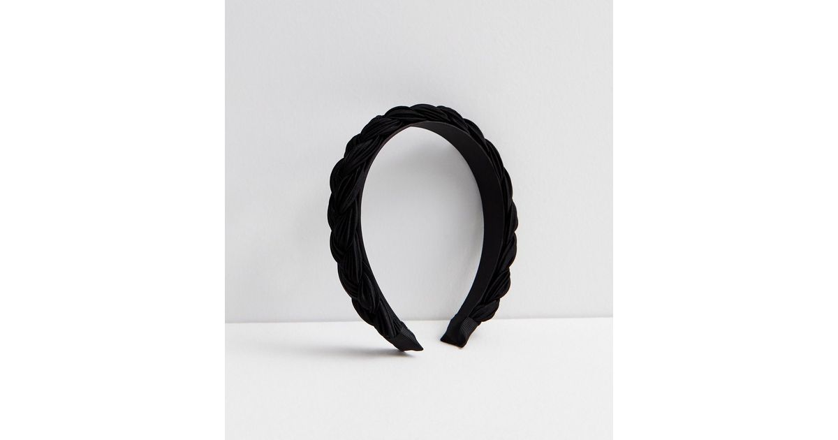 Black Plissé Plaited Headband | New Look