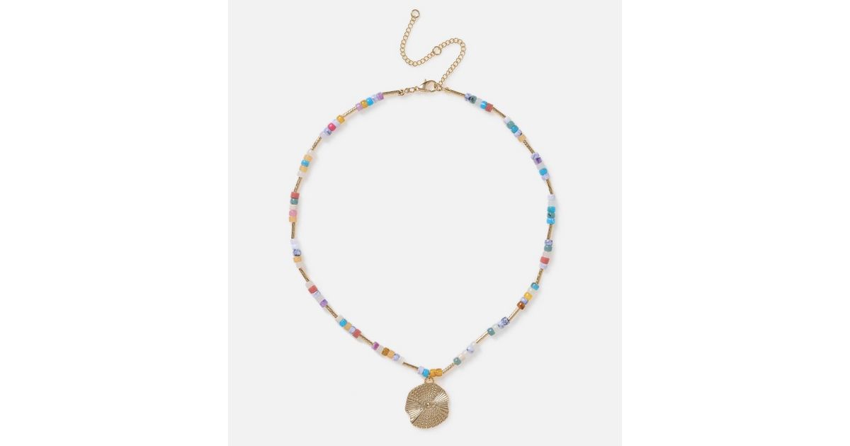 Freedom Multicoloured Beaded Disc Necklace | New Look