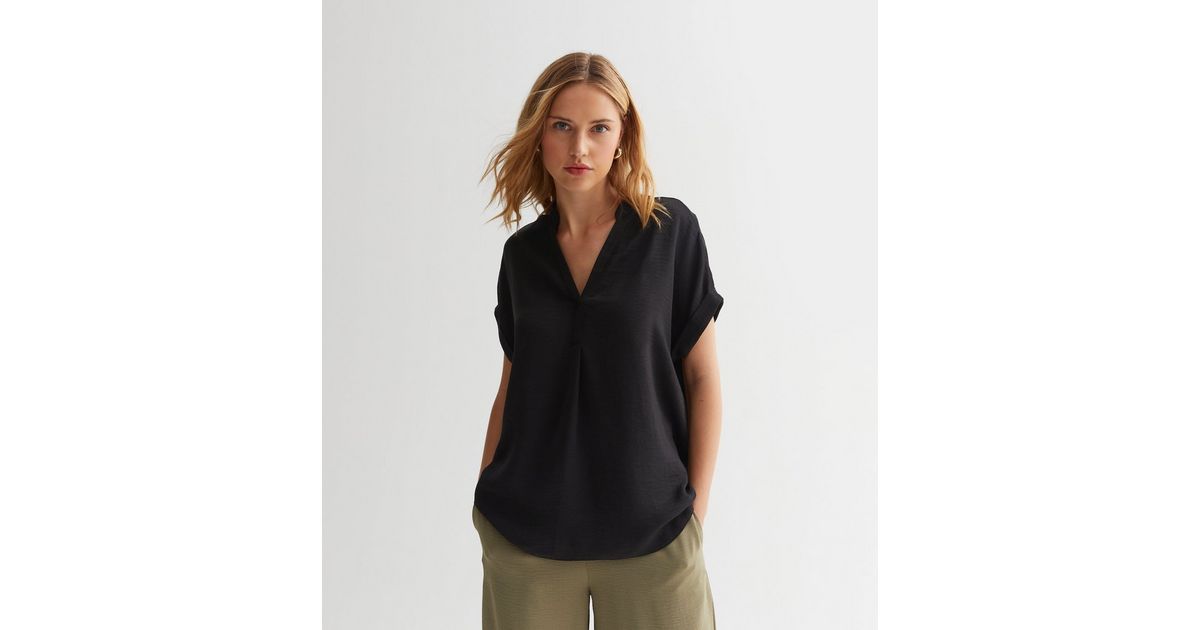 Black Short Sleeve Blouse | New Look