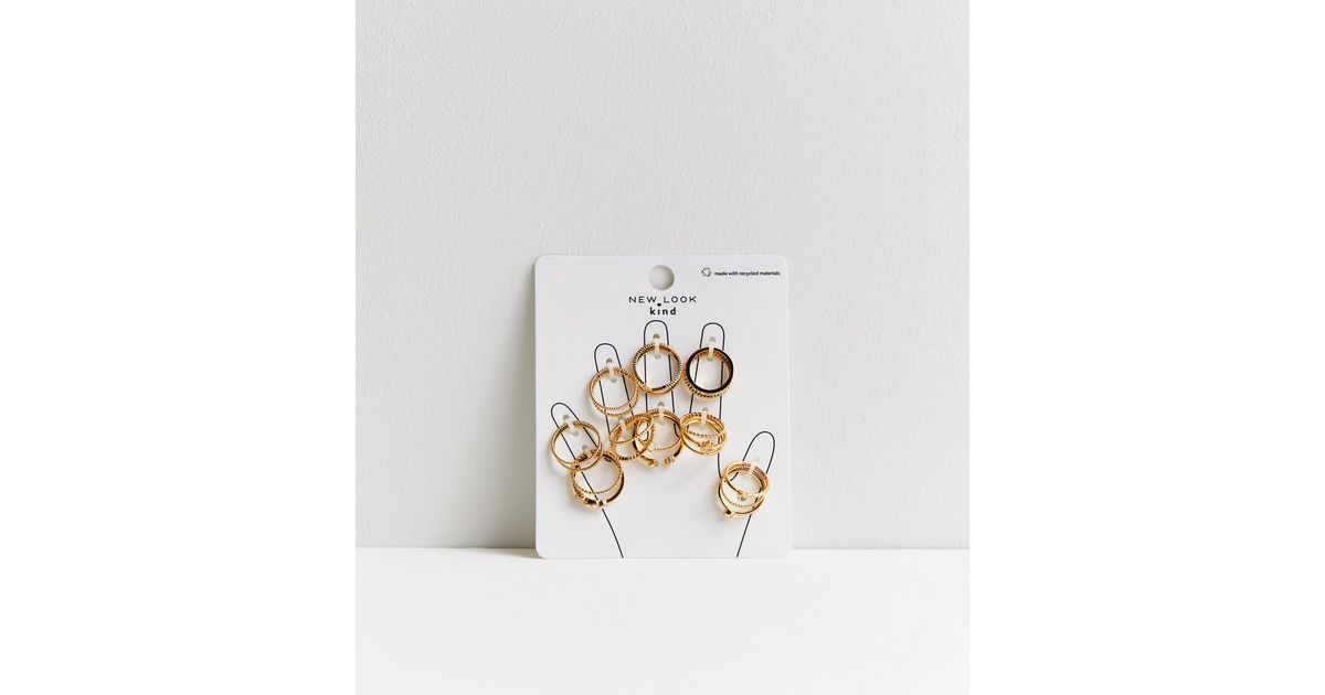 20 Pack Gold Mixed Size Rings | New Look