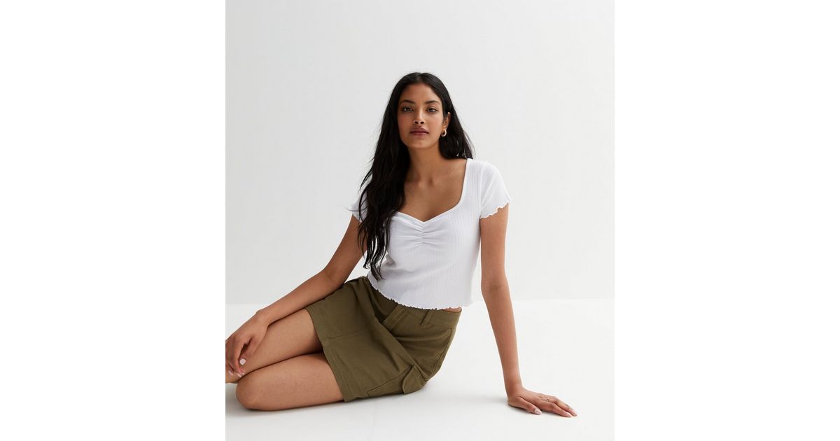 White Sweetheart Short Sleeve Top New Look