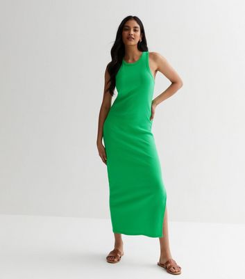 Green Racer Split Hem Midaxi Dress | New Look