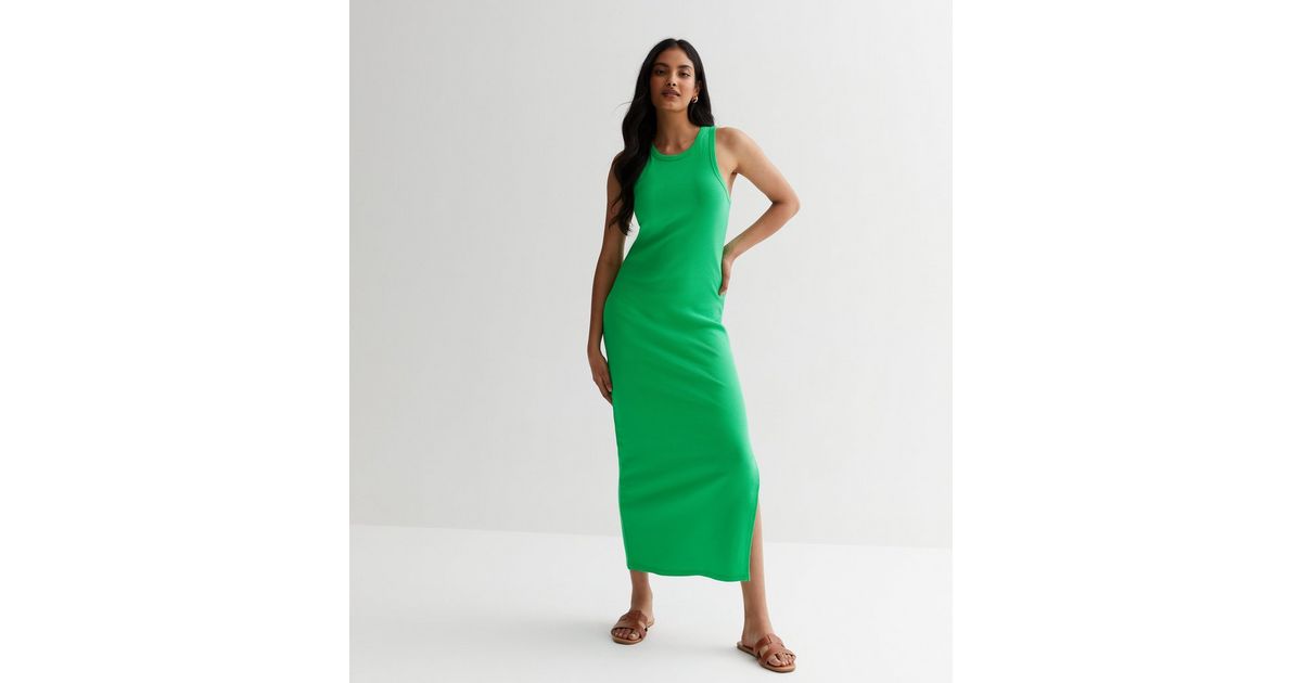 Green Racer Split Hem Midaxi Dress | New Look