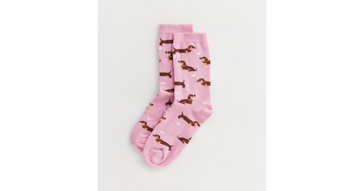 Pink Sausage Dog Socks | New Look