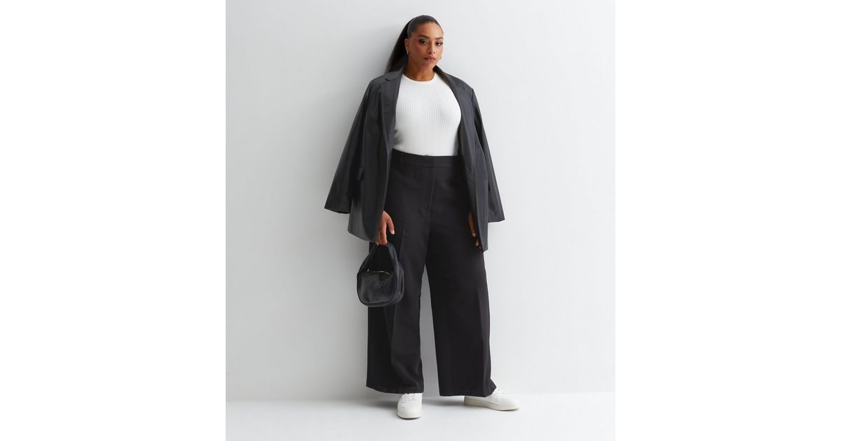 Curves Black Wide Leg Trousers | New Look