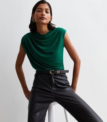 Dark Green Sleeveless Ruched Top | New Look