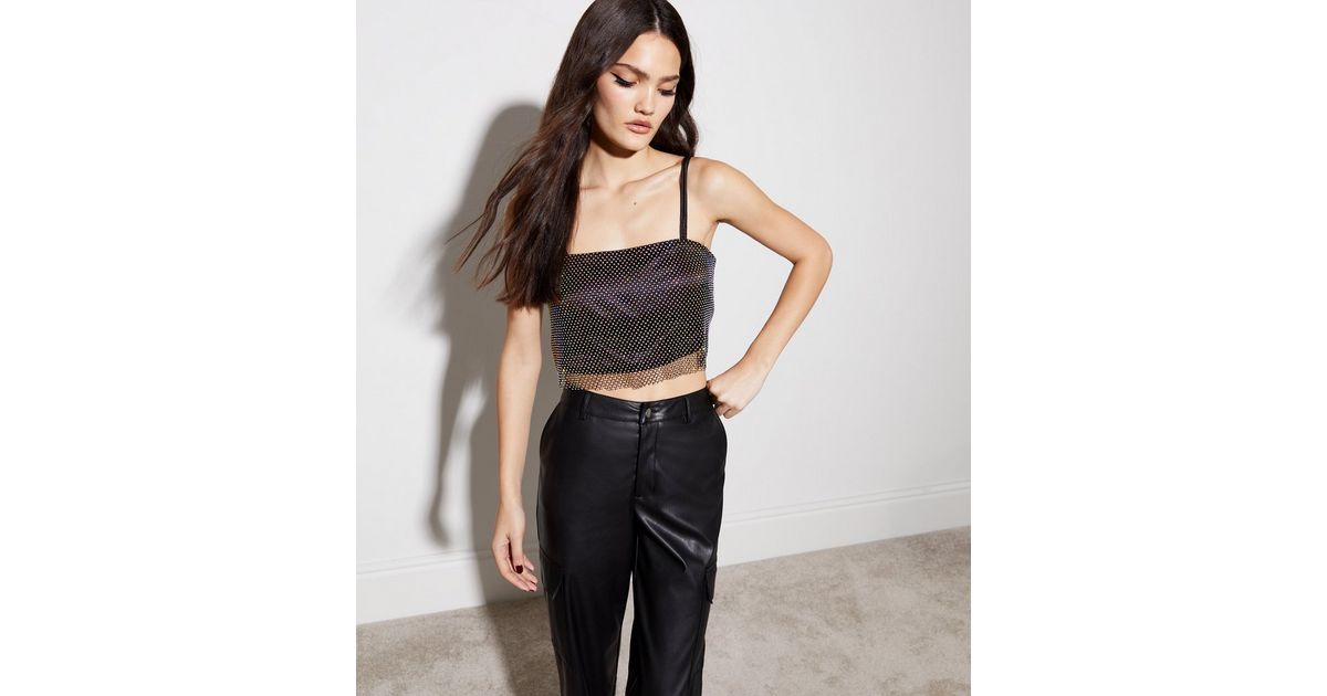 Multicoloured Embellished Strappy Crop Top | New Look