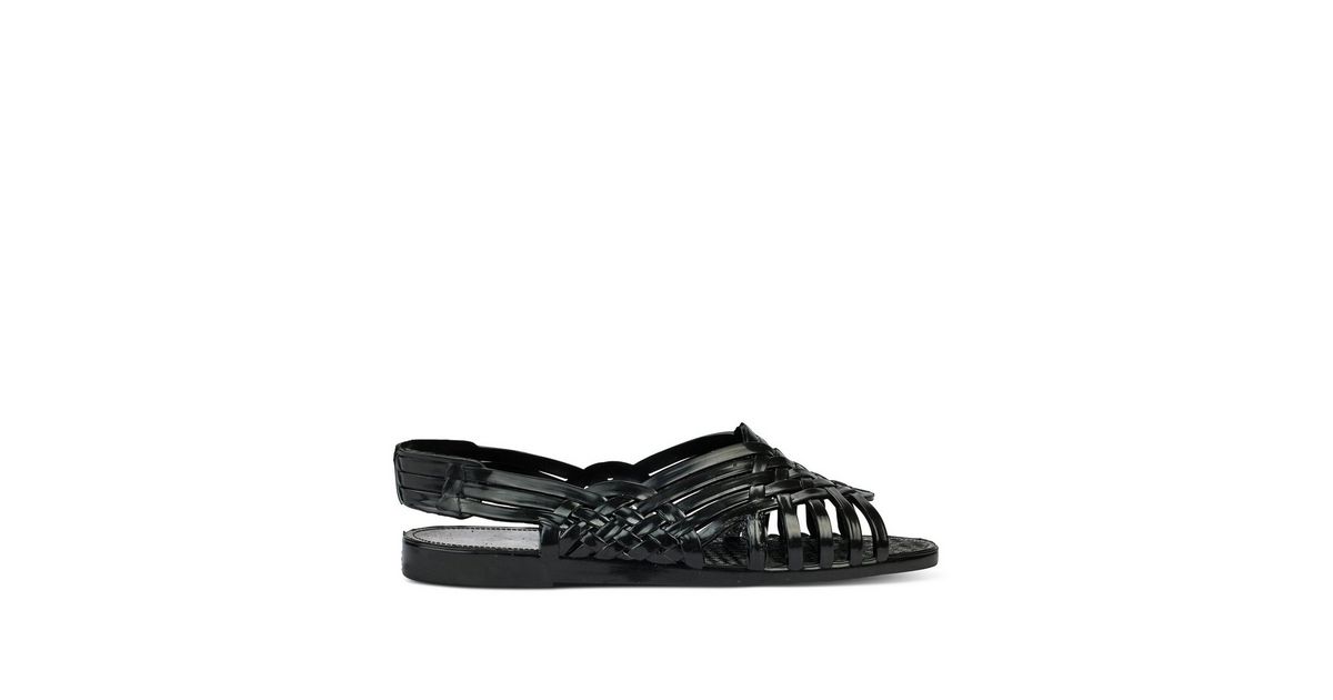 JUJU Black Jelly Plaited Slingback Sandals | New Look