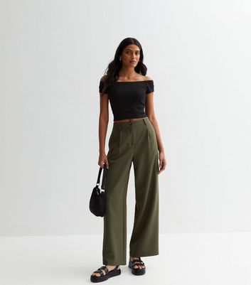 Black Cotton Bardot Crop Top | New Look