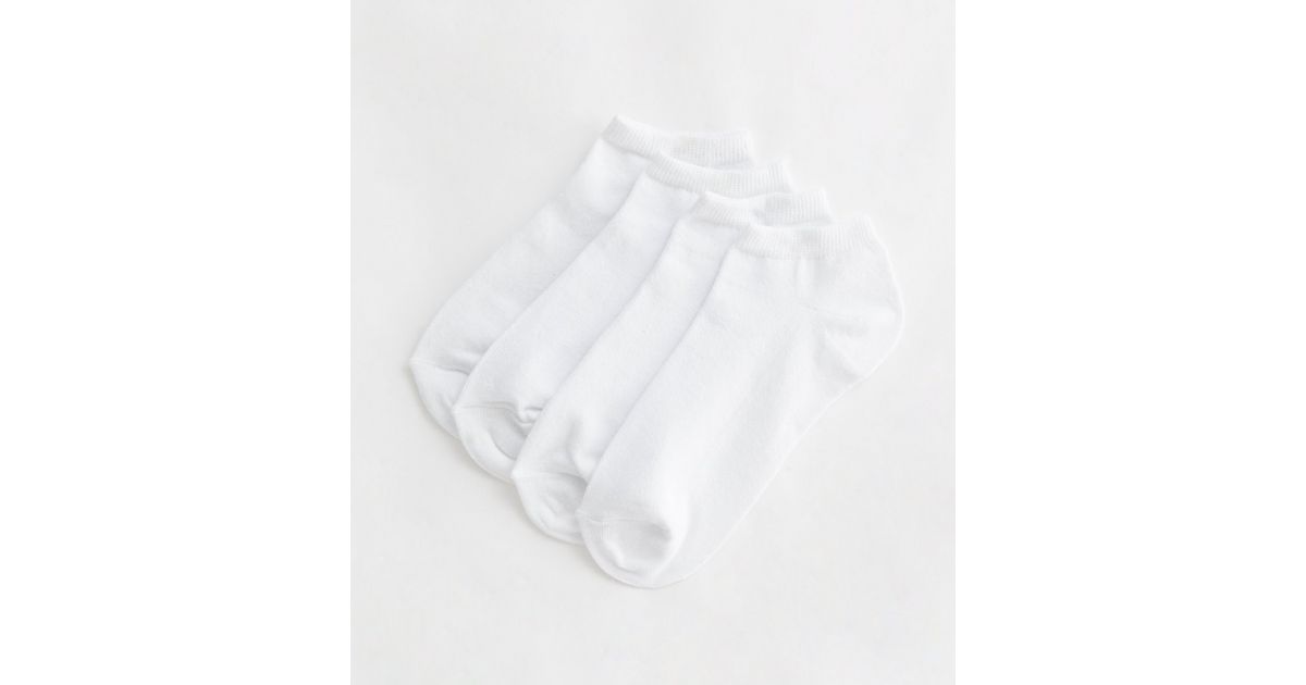 4 Pack White Trainer Socks | New Look