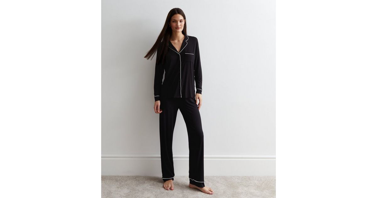 Black Revere Trouser Pyjama Set | New Look