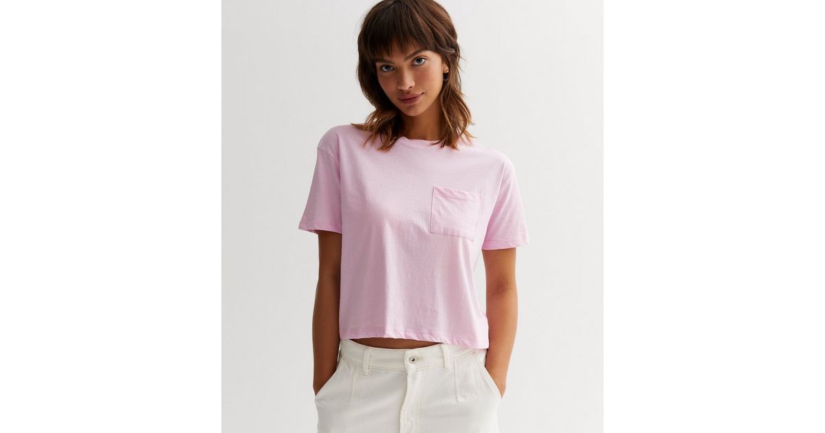 Pink Cotton Boxy Pocket T-Shirt | New Look