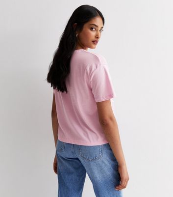 Pink Cotton Heart Pocket Logo Boxy T-Shirt | New Look