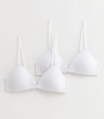 Girls 2 Pack White Non Wired Triangle Bras | New Look