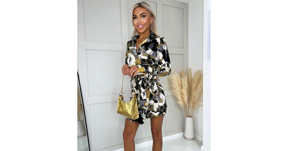 AX Paris Multicoloured Abstract Print Mini Shirt Dress | New Look