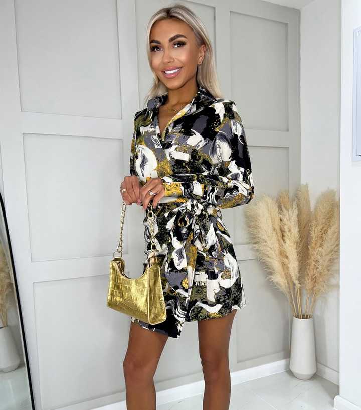 AX Paris Multicoloured Abstract Print Mini Shirt Dress | New Look