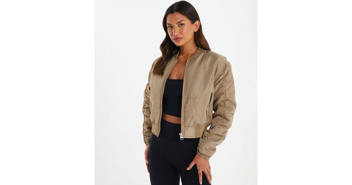 QUIZ Stone Crop Bomber Jacket | New Look