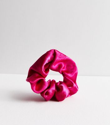 Bright Pink Satin Oversized Scrunchie | New Look