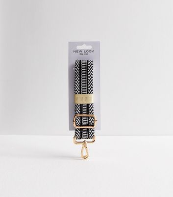 Black Geometric Bag Strap | New Look