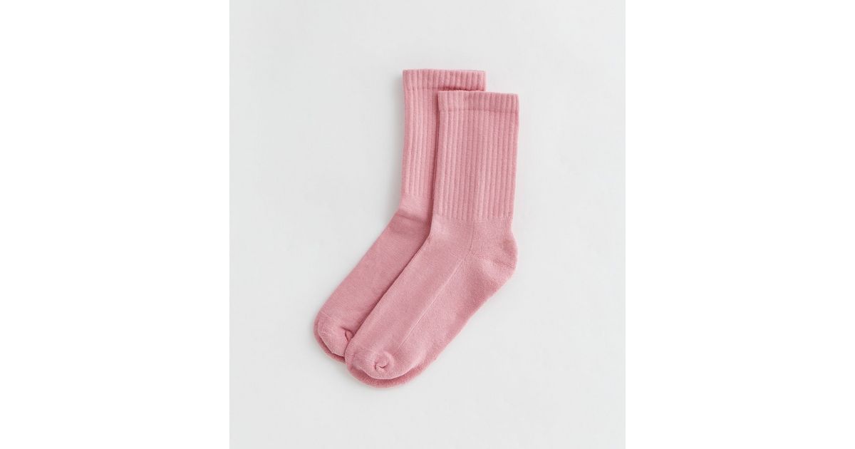 Mid Pink Ribbed Tube Socks | New Look