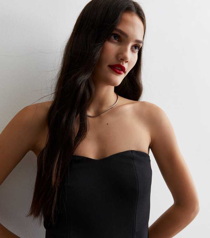 Black Bandeau Corset Bodysuit | New Look