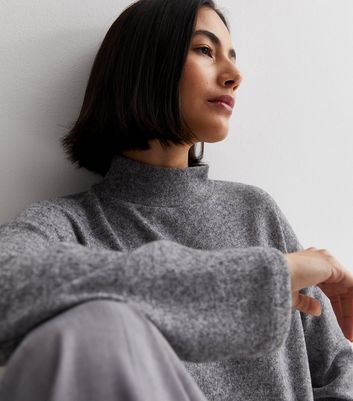Grey Fine Knit High Neck Boxy Jumper | New Look