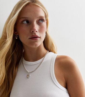 Petite White Ribbed Racer Vest | New Look