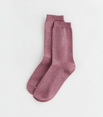 Deep Pink Glitter Ankle Socks | New Look