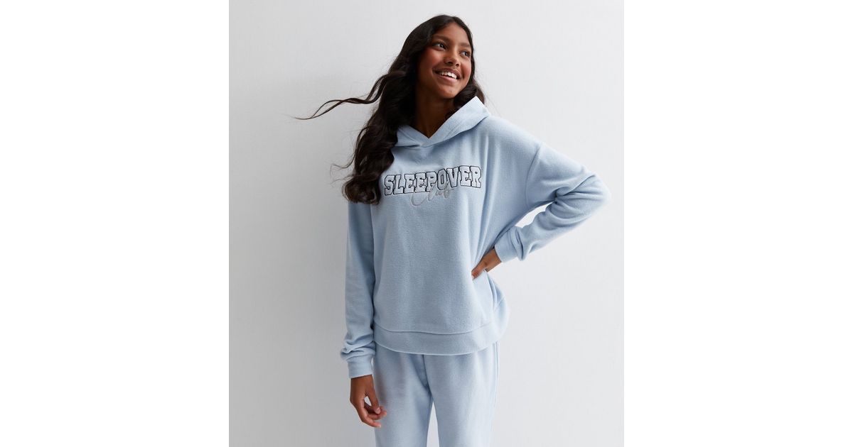 Girls Blue Fleece Jogger Pyjama Set with Sleepover Club Logo | New Look