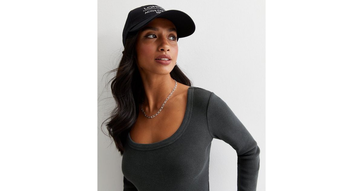 Petite Dark Grey Ribbed Acid Wash Bodysuit | New Look