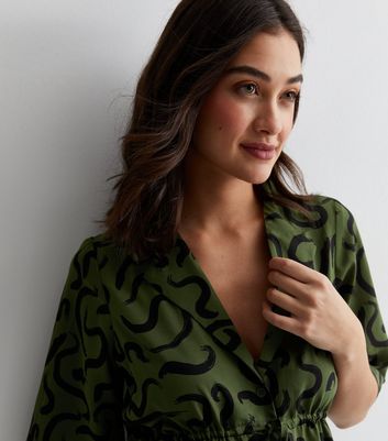 Maternity Green Abstract Print Midi Shirt Dress | New Look