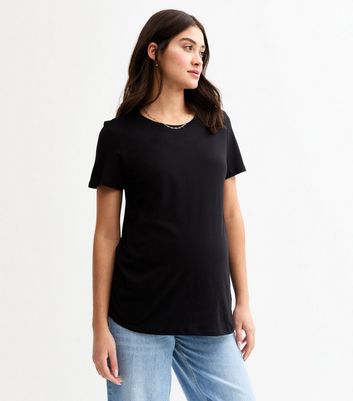 Maternity Black Cotton Short Sleeve T-Shirt | New Look