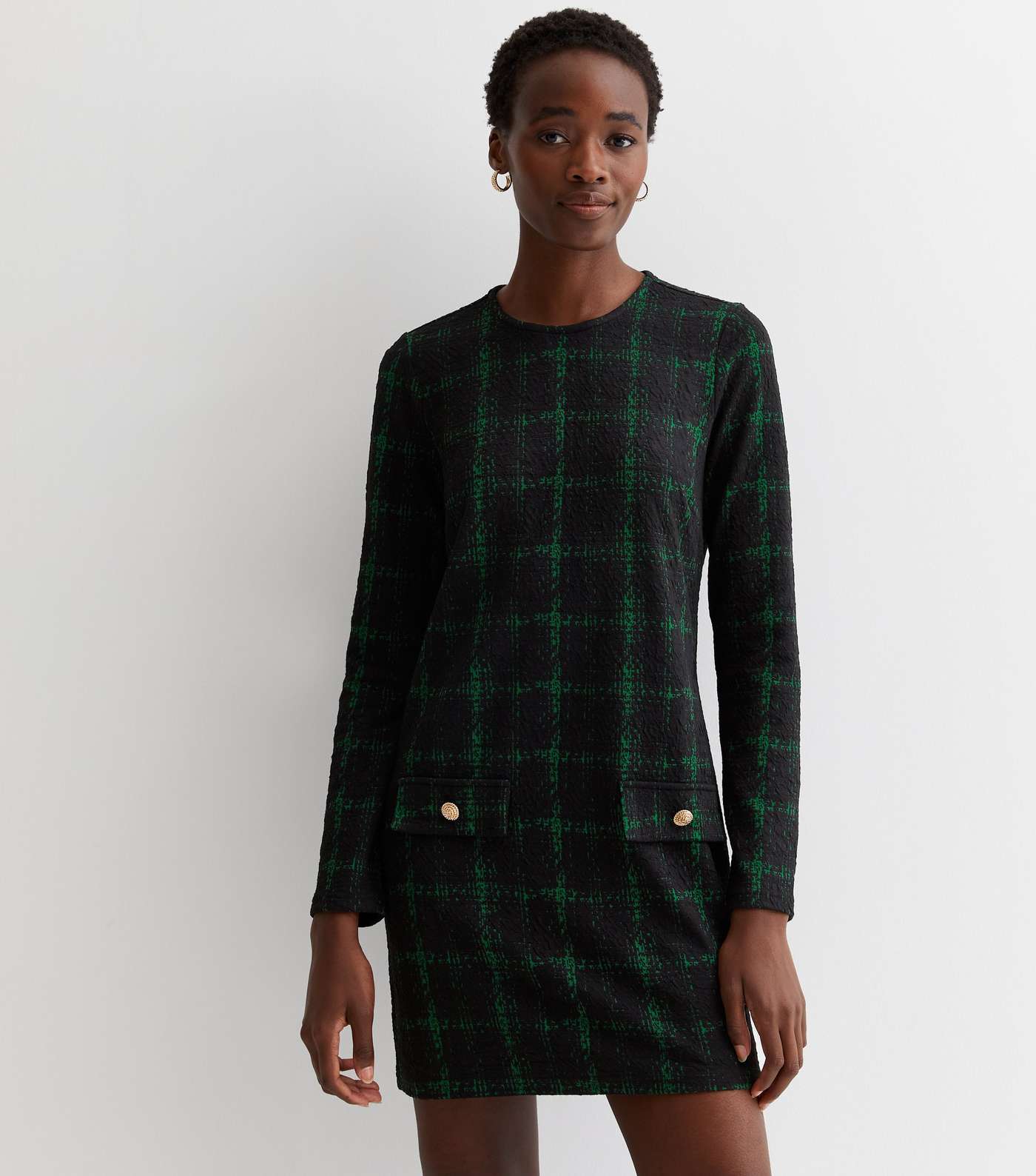 Tall Green Check Mini Tunic Dress New Look