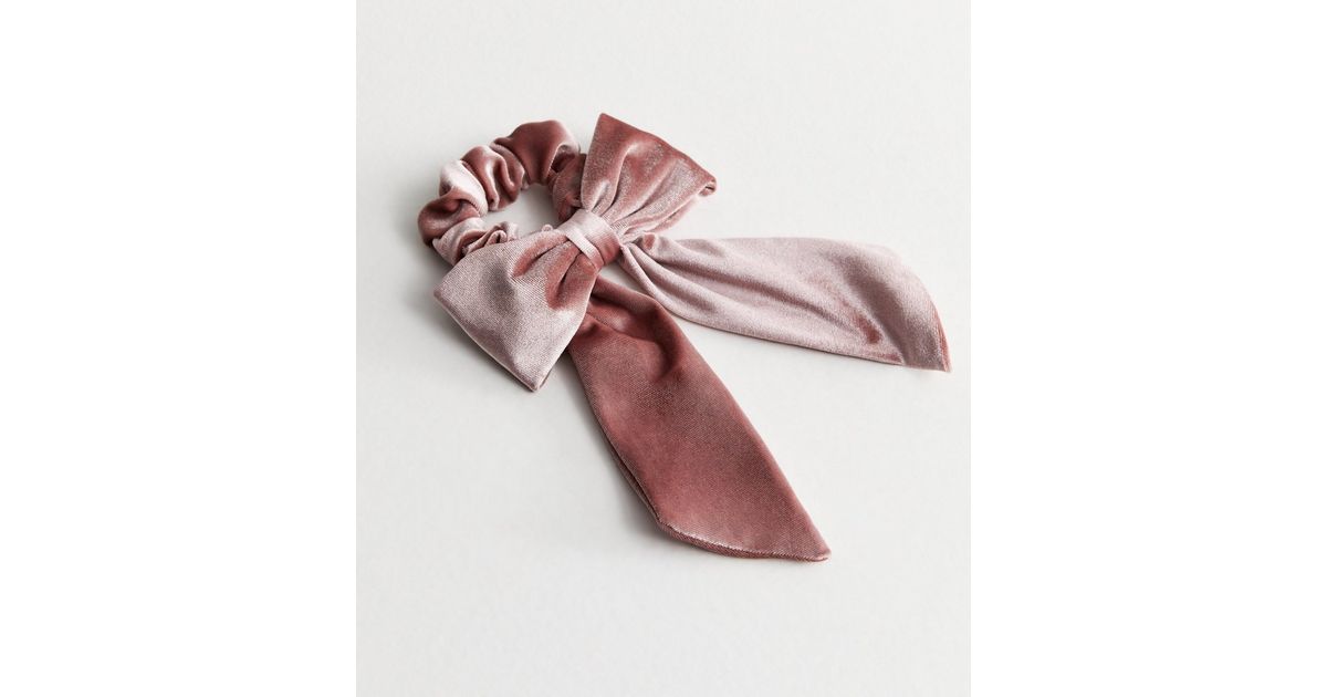 Pink Velvet Bow Scrunchie | New Look