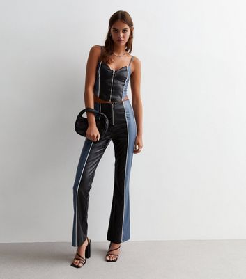 Pink Vanilla Black Colour Block Flared Trousers | New Look