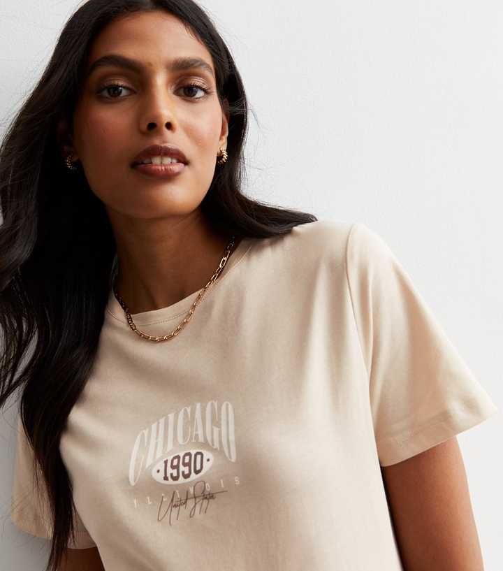 Mink Cotton Chicago 1990 Logo T-Shirt | New Look