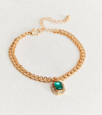Gold Layered Gem Chain Bracelet | New Look