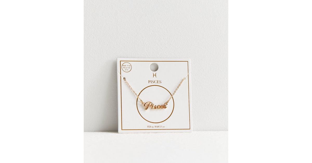 Gold Pisces Star Sign Necklace | New Look