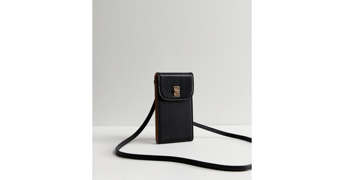 Black Leather-Look Cross Body Phone Bag | New Look