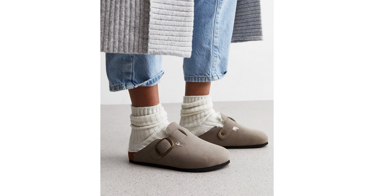 Grey Faux Fur Lined Mules | New Look