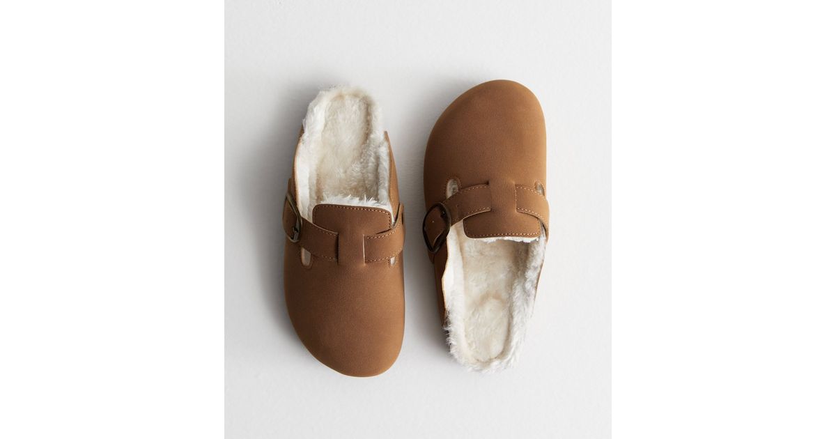 Tan Faux Fur Lined Mules | New Look