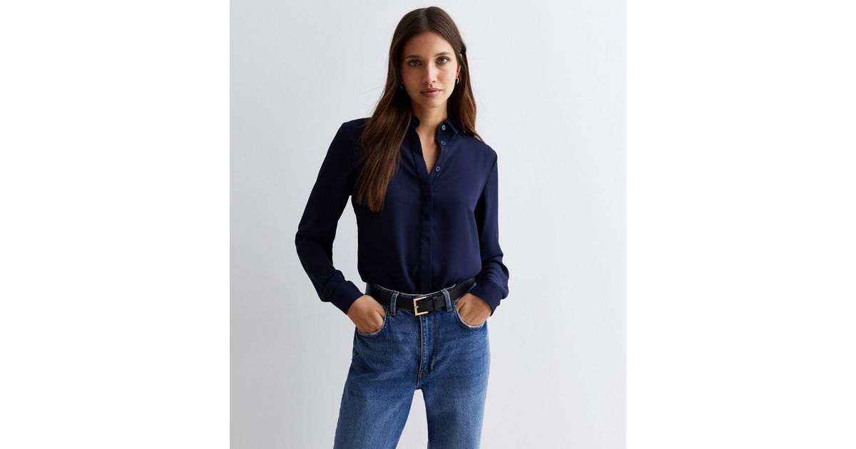 Navy Long Sleeve Shirt | New Look