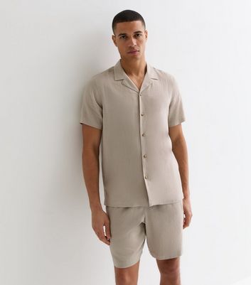 Stone Linen Blend Short Sleeve Shirt | New Look