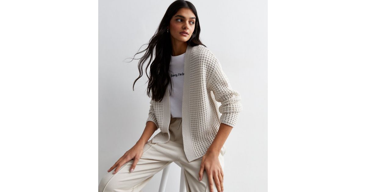 Off White Stitch Knit Cardigan | New Look