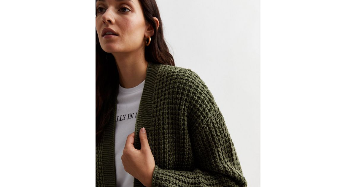Khaki Stitch Knit Cardigan | New Look